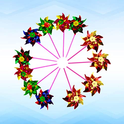 Toyvian 12Pcs Plastic Rainbow garden pinwheels pinwheels for kids ...