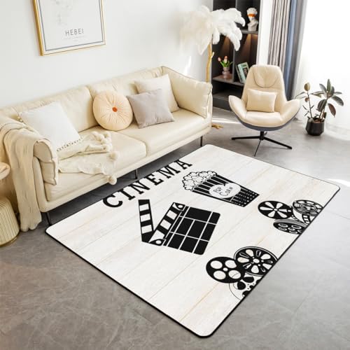 Erosebridal Vintage Movie Theater Area Rug,Cinema Popcorn Carpet for ...