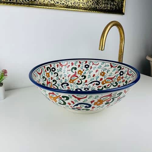 Amazon.com: Moroccan Bathroom Sink - Handmade Vessel Sink for Vanity ...
