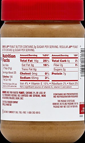 Simply Jif Creamy Peanut Butter, 27.3 oz. (Pack of 10) – 7g (7% DV) of ...