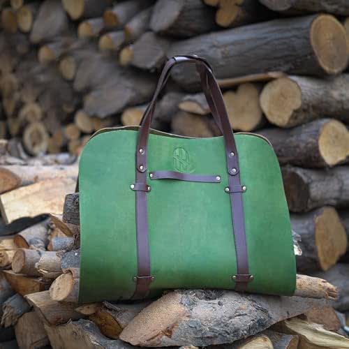 Amazon.com: Personalised Leather Log carrier | Monogrammed Leather ...