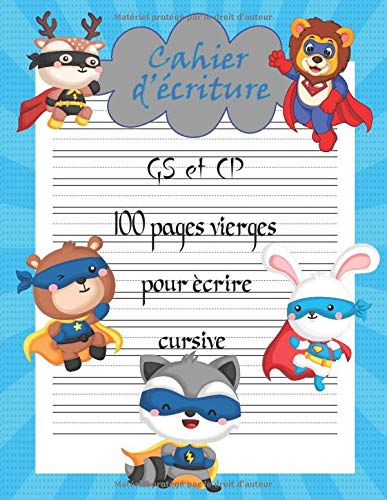 Buy Cahier d'écriture GS et CP 100 pages vierges pour écrire cursive ...