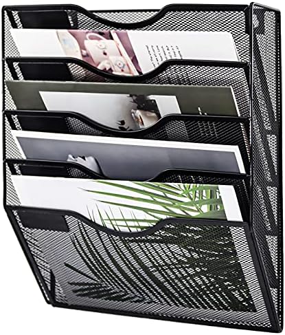EasyPAG 8 Tier A4 Mesh in Tray Assemble Wall File Holder Mail Organiser ...
