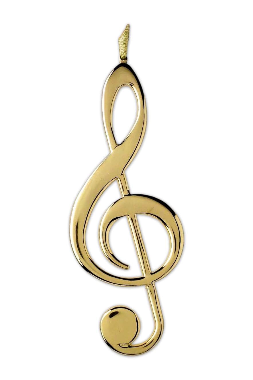 Amazon.com: 5" Gold Brass Treble Clef Musical Music Christmas Ornament ...