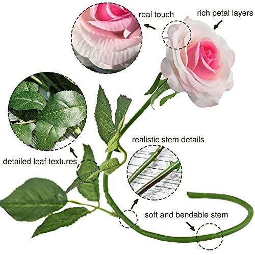 FiveSeasonStuff 10 Stems Real Touch Roses Artificial Flower Silk Roses ...