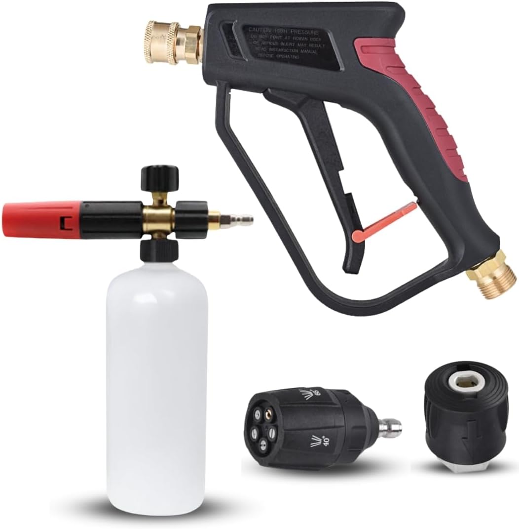 Amazon.co.jp: 【新登場セット省力化&圧力上昇】Akitsuba ショートガン フォームガン 高圧洗浄ショートガン 高圧洗浄ガン ケルヒャーショートガン フォームキャノン 高圧洗浄 ...