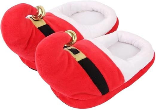 Amazon.com: Vbsqic Christmas Santa Claus Fluffy Slippers with Jingle ...