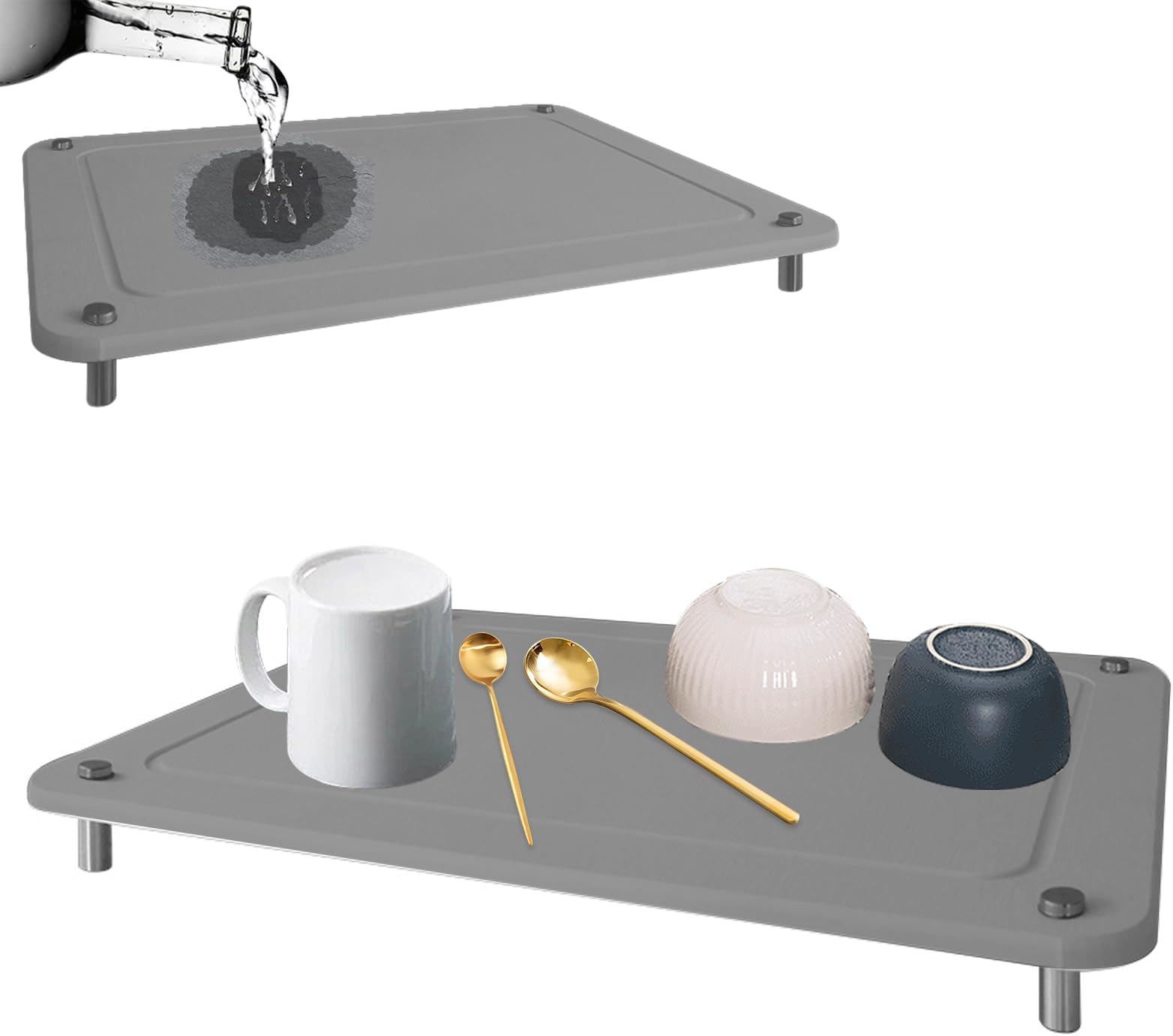 CHROME CLUB Stone Drying Mat for Kitchen Counter - Collapsible ...