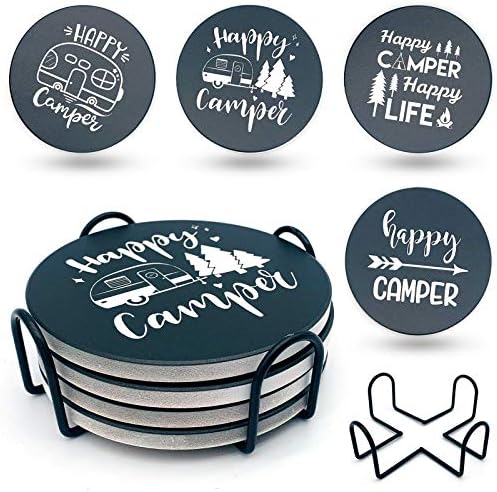 Amazon.com: Jingmore 8 Pcs Camper Coasters Wood Drink Coasters with ...