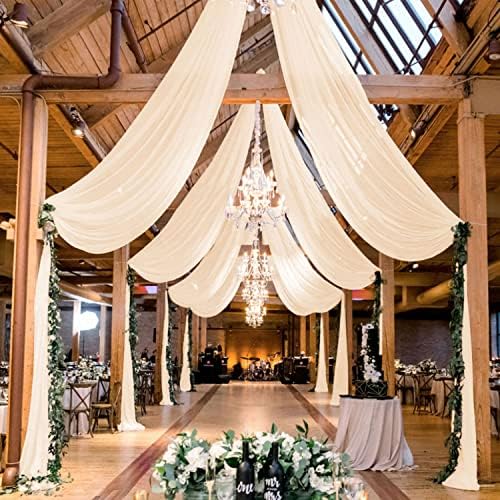 Amazon.com: 6 Panels Ivory Ceiling Drapes 5ftx20ft Wedding Ceiling ...