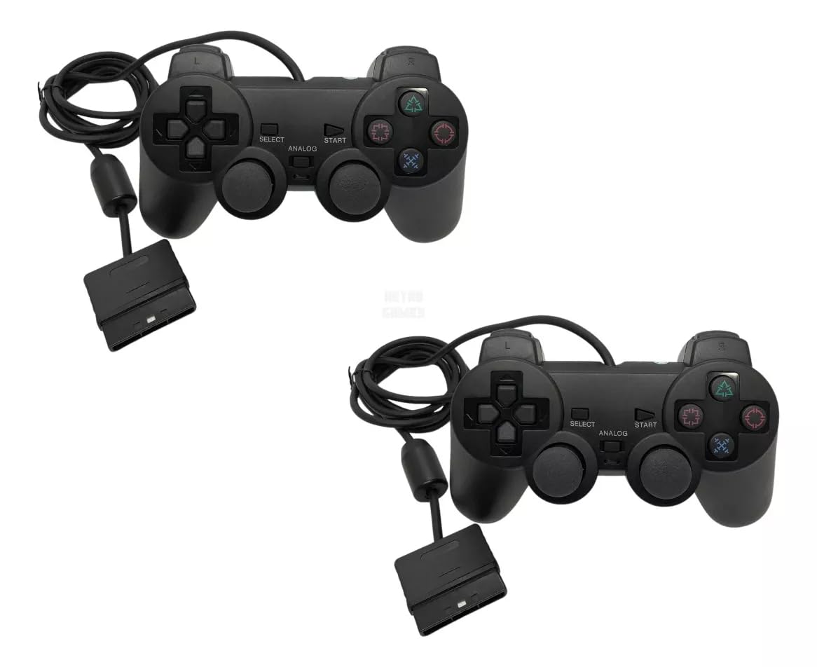 Controle Compatível Com Playstation 2 2 Unidades Com Cabo Dualshock 2 ...