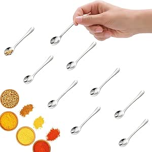 8 Pcs Tiny Stainless Steel - 7.5cm x 1.6cm Mini Condiment Spoons - Cute ...