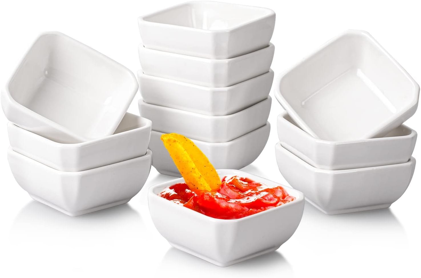 Amazon.com | SZUAH 3 oz Ceramic Dip Bowls Set, 8 Pack White Porcelain ...