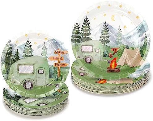Amazon.com: Nefelibata 50 pcs One Happy Camper Disposable Paper Plates ...