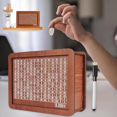 Amazon.com: Cash Vault Wooden Savings Box,$10000 Wooden Cash Saver ...