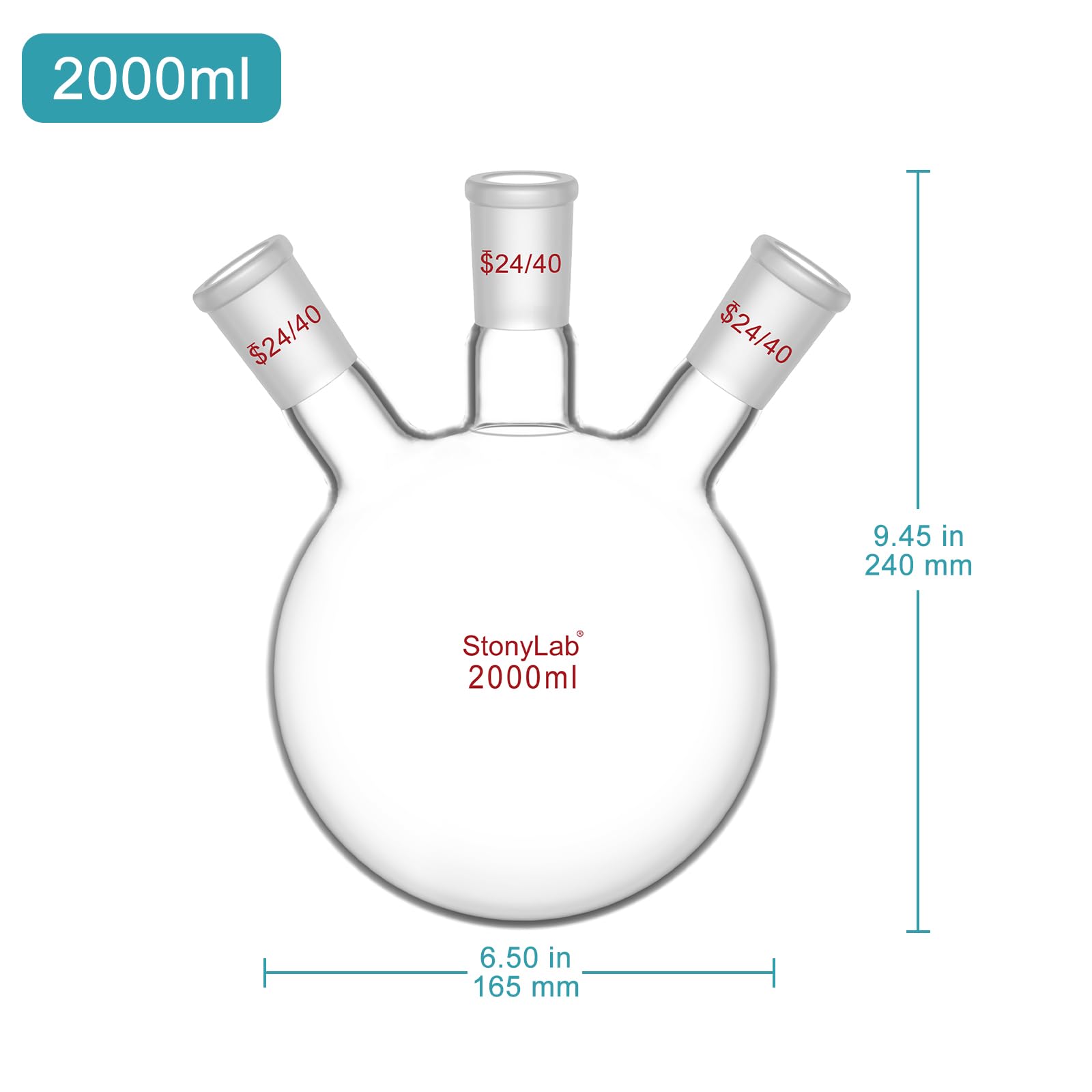 Snapklik.com : StonyLab Borosilicate Glass 3 Neck Round Bottom Flask RBF