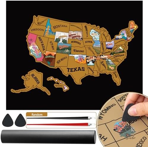 Amazon.com : AsodSway Scratch Off Map Of United States, USA State ...