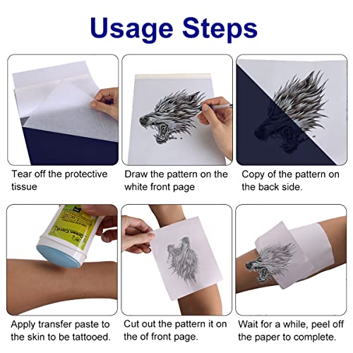 Snapklik.com : Tattoo Transfer Paper, 100 PCS Tattoo Stencil Paper, 4 ...