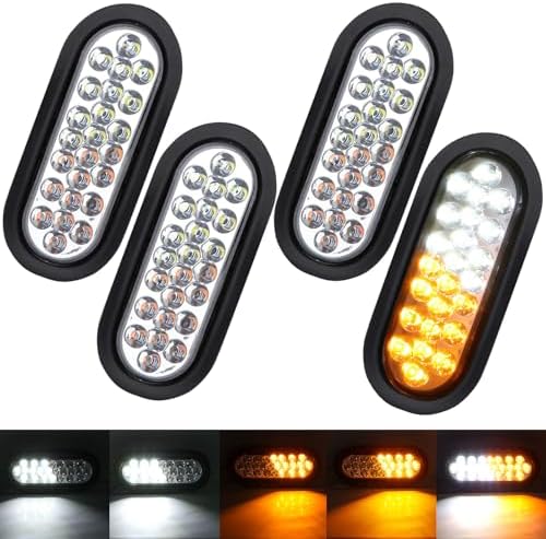 Amazon.com: 4Pcs 6" Inch Oval LED Strobe Lights 24 LED Amber/White ...