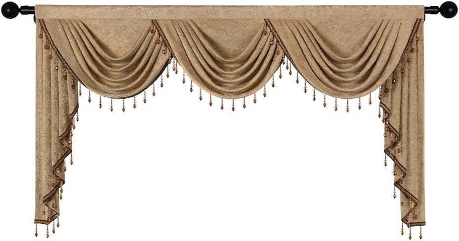 Amazon.com: ELKCA Double-Sided Chenille Valance for Living Room,Coffee ...