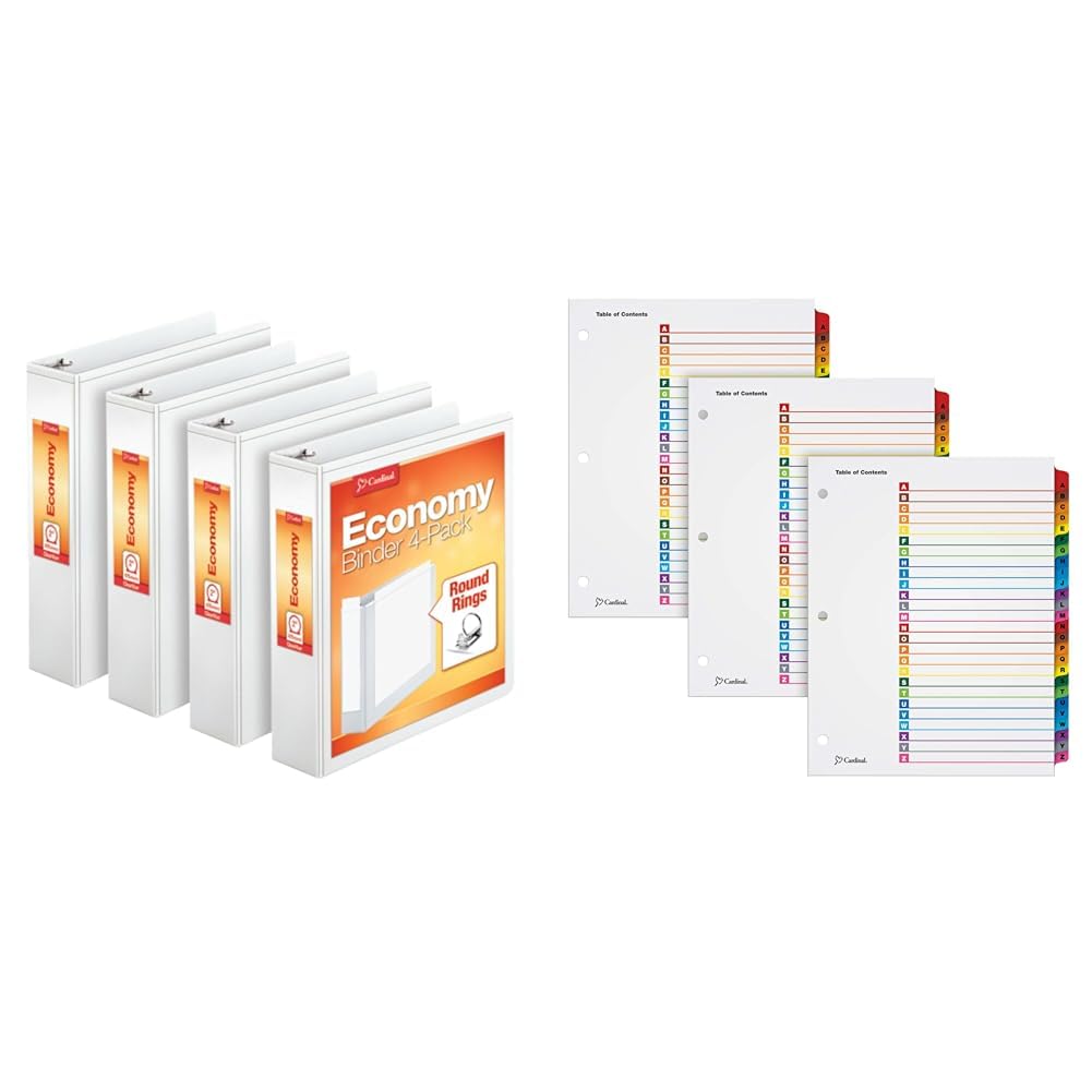Cardinal Economy 2 Inch 3 Ring Binders, 475 Sheet Capacity, 4 Pack with ...