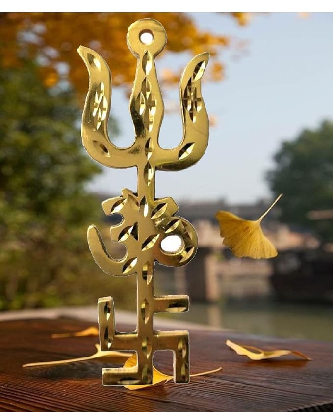 Buy The Indian Craft om trishul swastik trishakti Yantra (Metal Made ...
