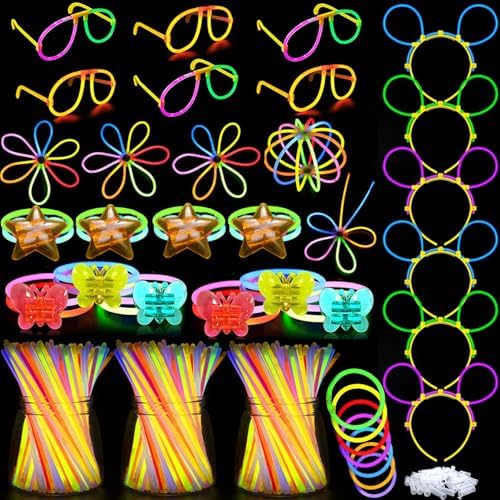 628 PCS Glow Sticks Bulk, 8" Glowsticks with Connectors Bracelets ...