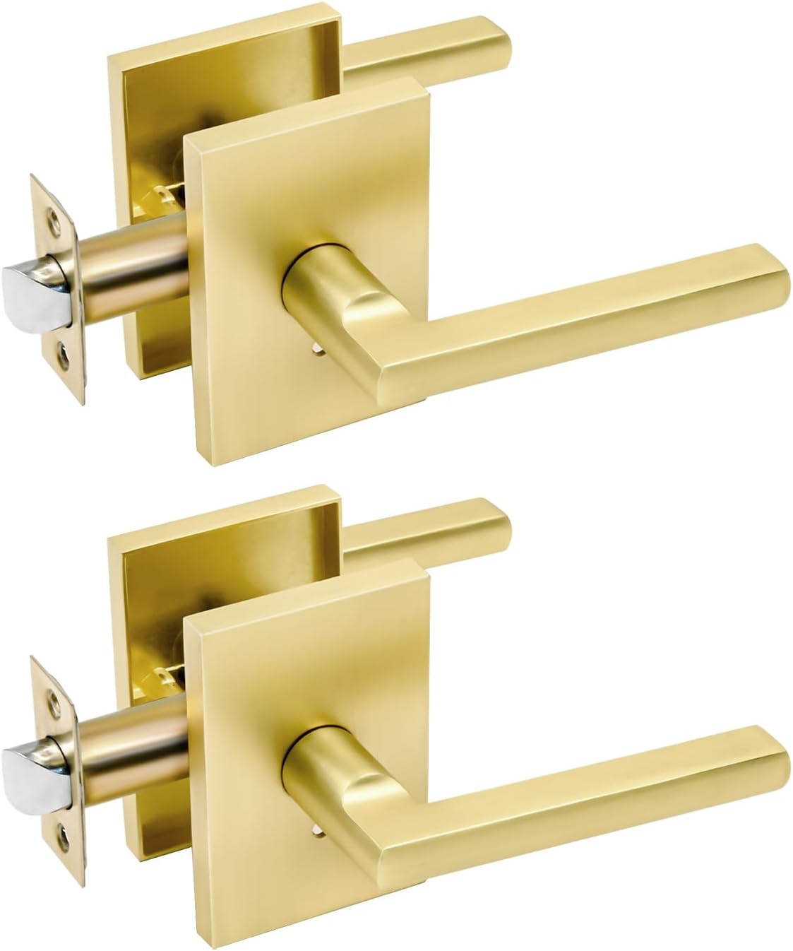 Amerdeco 2 Pack Gold Interior Privacy Door Handles, Heavy Duty Interior ...