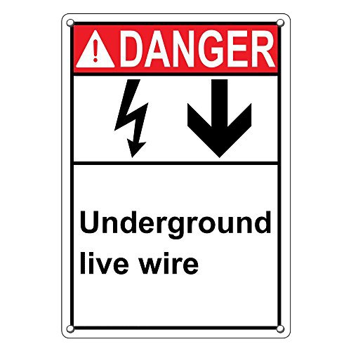 Weatherproof Plastic Vertical ANSI Danger Underground Live Wire Sign ...