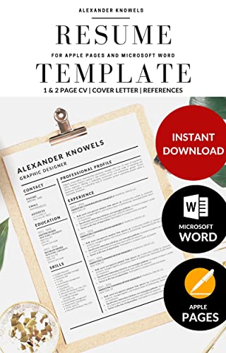 Alexander Knowels Resume CV Template for Microsoft Word and Apple Pages ...