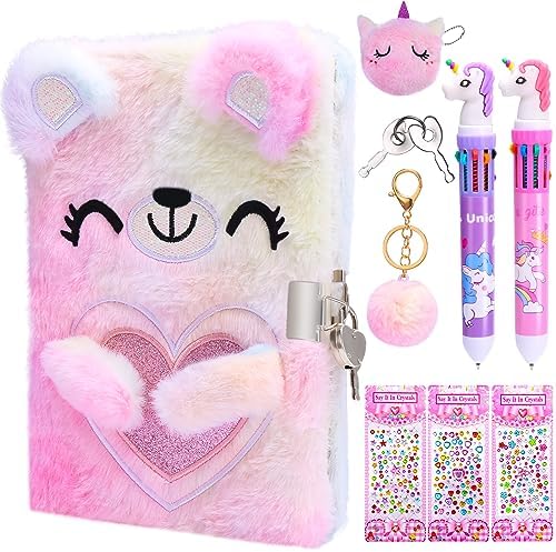 FRIUSATE Diary with Lock for Girls‘s Secret Fluffy Notebook and Pen ...