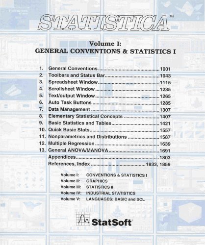 Amazon.com: Statistica: General Conventions and Statistics I (Volume I): StatSoft Staff: Libros