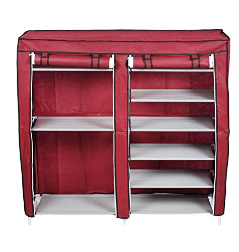 GTC® 7+2 Layer 27-Pairs Portable Boot Rack Double Row Shoe Rack,Mahroon ...