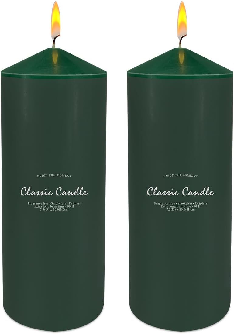 Amazon.com: Conelist Set of 6 Gradient Green Pillar Candles 2 x 6 Inch ...
