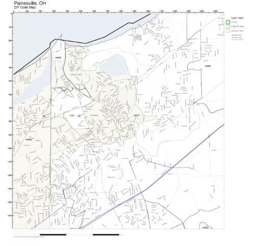 ZIP Code Wall Map of Painesville, OH ZIP Code Map Not Laminated: Amazon ...