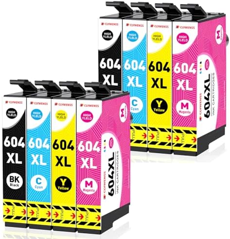 Clywenss 8-Pack 604XL Ink Cartridges Compatible with Epson 604 XL ...
