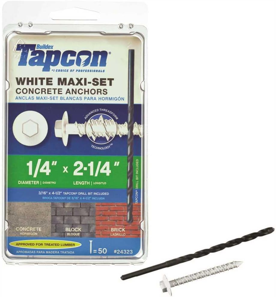 Amazon.com: Tapcon 24323 1/4 pulgadas x 2-1/4 pulgadas, anclajes de ...