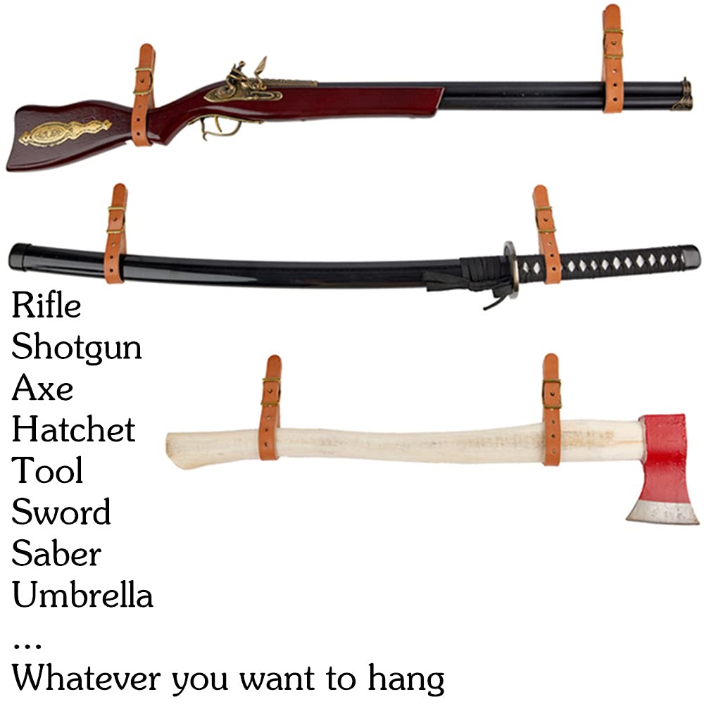 Snapklik.com : UraiseWerk Leather Hanging Straps Gun Rack Wall Mount ...
