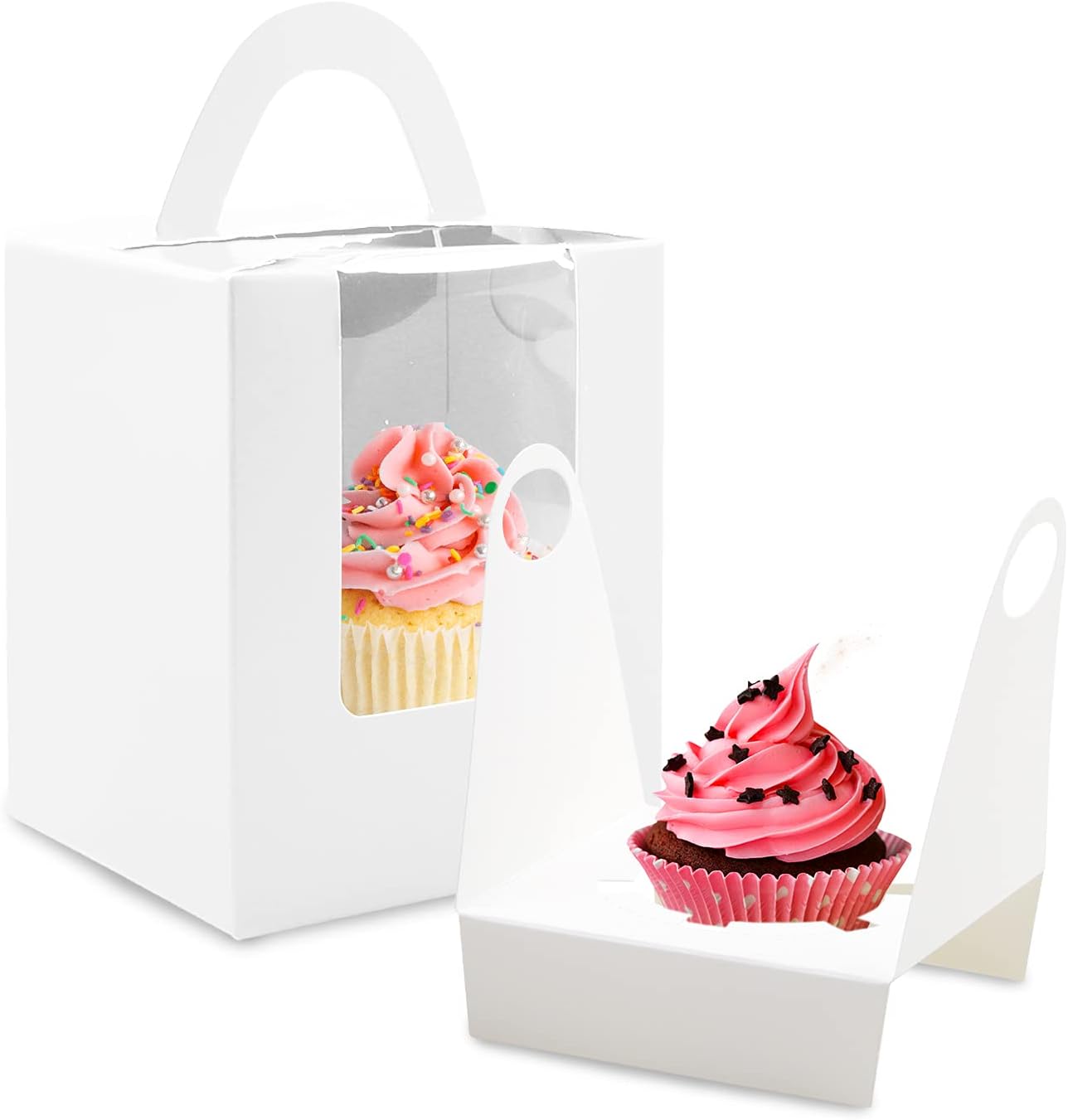 Amazon.com: Ctosree 60 Pcs Individual Cupcake Boxes Single Colourful ...