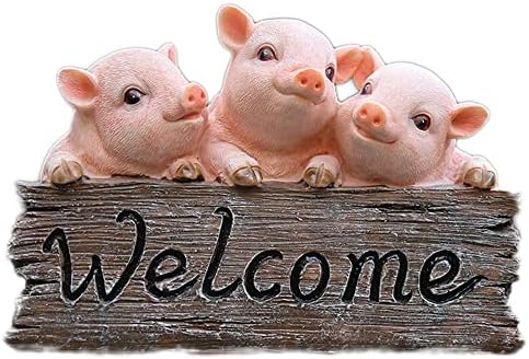 Amazon.com: Primst Pig Welcome Sign Garden Statue Decor, Resin Welcome ...