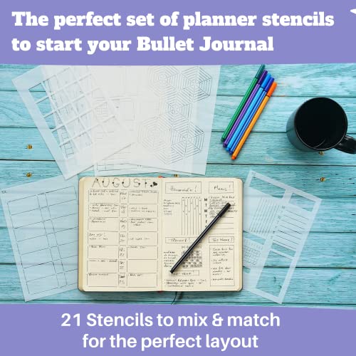 Bullet Bundle Planner Stencils for A5 Journals – 21 Layout Stencils ...