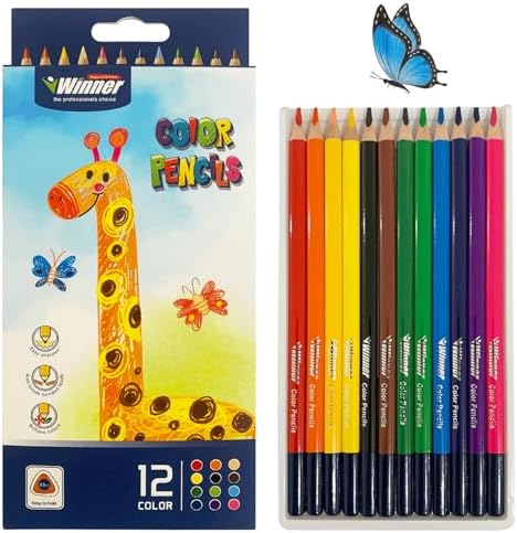 Amazon.com : grandor 12 Colored Pencils for Kids - Ergonomic Triangular ...