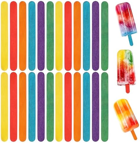 Amazon.com: 50 Pieces Colored Popsicle Sticks, 4.5 Inch Wooden ...