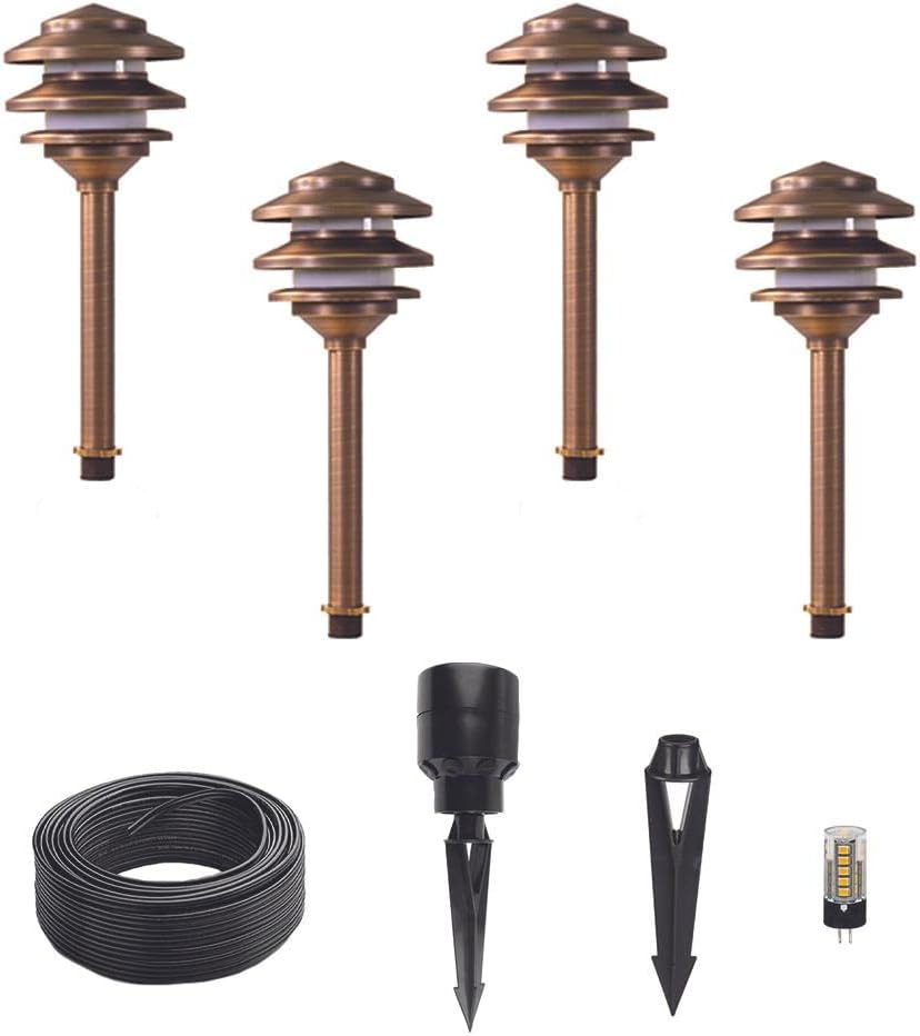 Best Pro Lighting Low Voltage Landscape 3 Tier Pagoda Light (Rust ...