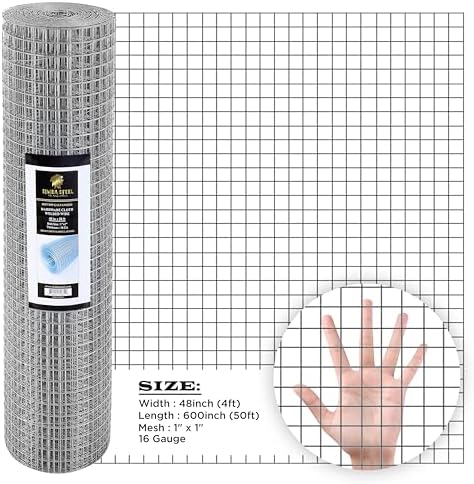SIMBA STEEL - 48” x 50 FT Hardware Cloth 1 inch Mesh 16 Gauge, Hot Dip ...