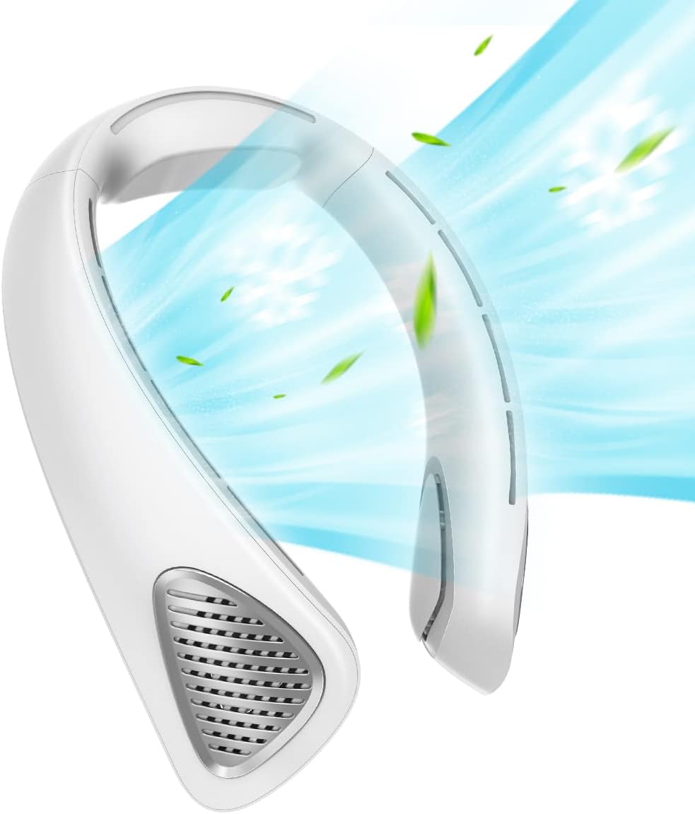 Amazon | 首掛け扇風機 ネッククーラー 携帯扇風機 ネックファン 大風量 3000mAh Type-C充電式 長時間連続使用 3段階の ...