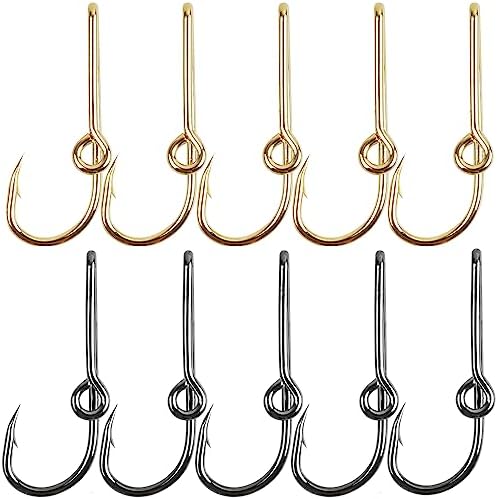 Amazon.com: Fish Hook Clip Hat Pins Fish Hook Pin 10pcs Gold Black ...