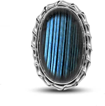 Amazon.com: MARS CREATIONS Blue Labradorite Statement Ring for Women ...