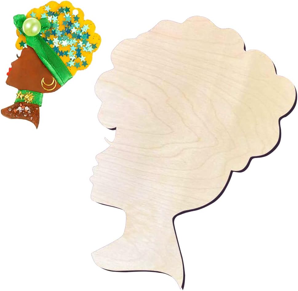 Amazon.com: Sewroro Wooden Tags 10pcs African Girl Wooden Cutouts DIY Wooden Crafts Template ...