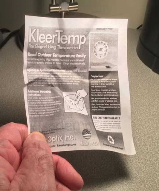 Amazon.com: KLEERTEMP KT-7 Mini Static Cling Window Thermometer ...